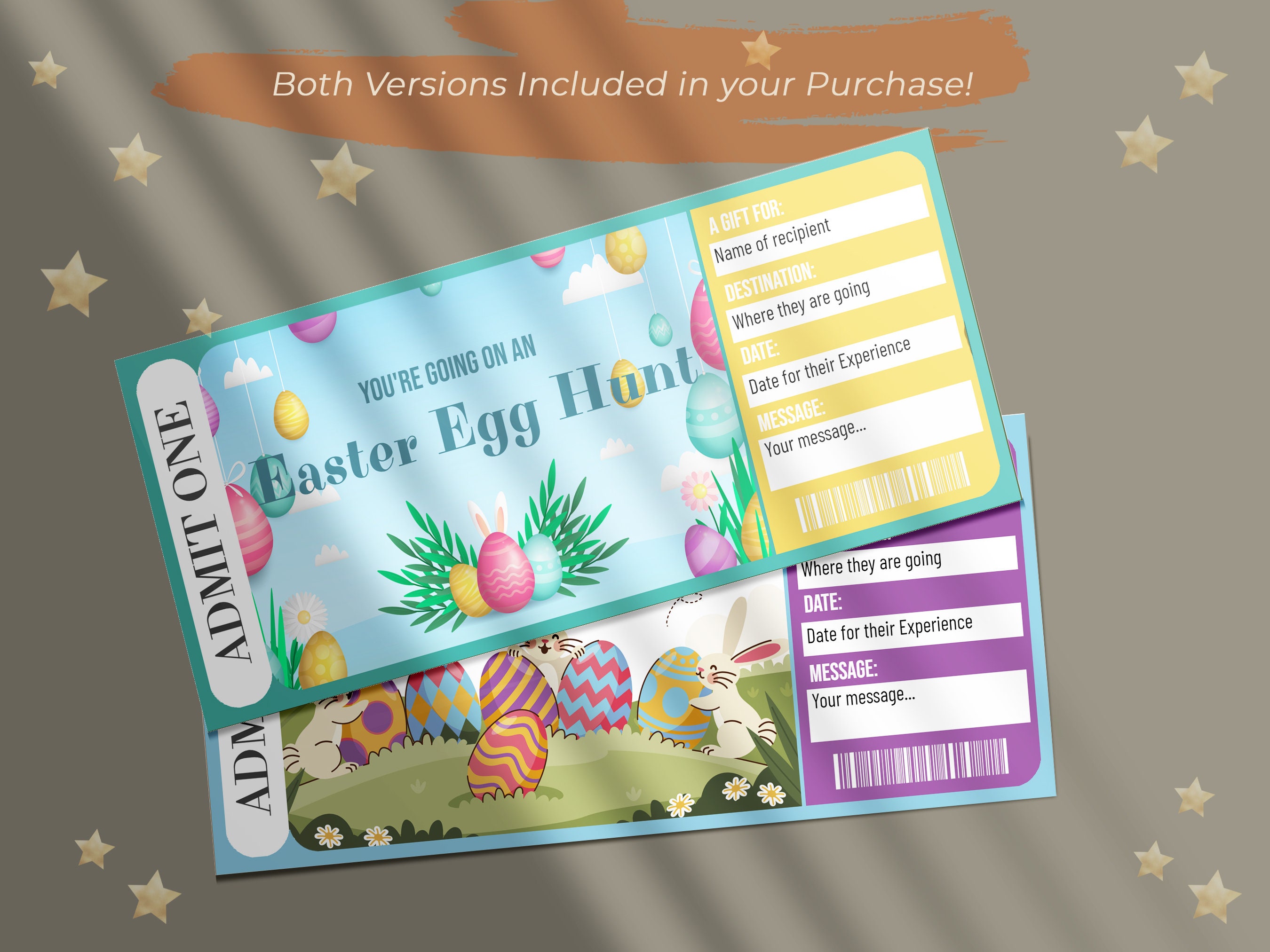 Printable EASTER EGG HUNT Surprise Reveal Ticket, Gift for Kids, Easter ...