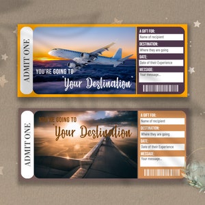 Printable AIRLINE FLIGHT Surprise Reveal Ticket, Gift Voucher, Editable ...