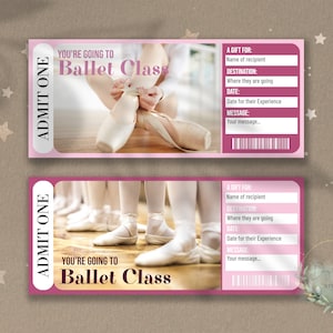 Printable BALLET CLASS Surprise Reveal Ticket, Gift Voucher, Editable ...