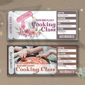 Printable KIDS COOKING CLASS Surprise Reveal Ticket, Gift Voucher ...