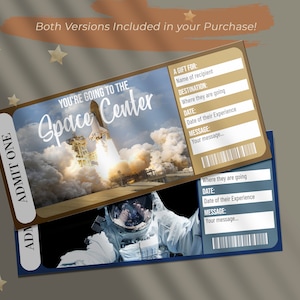 Printable SPACE MUSEUM or Space Center Surprise Reveal Ticket, Gift ...