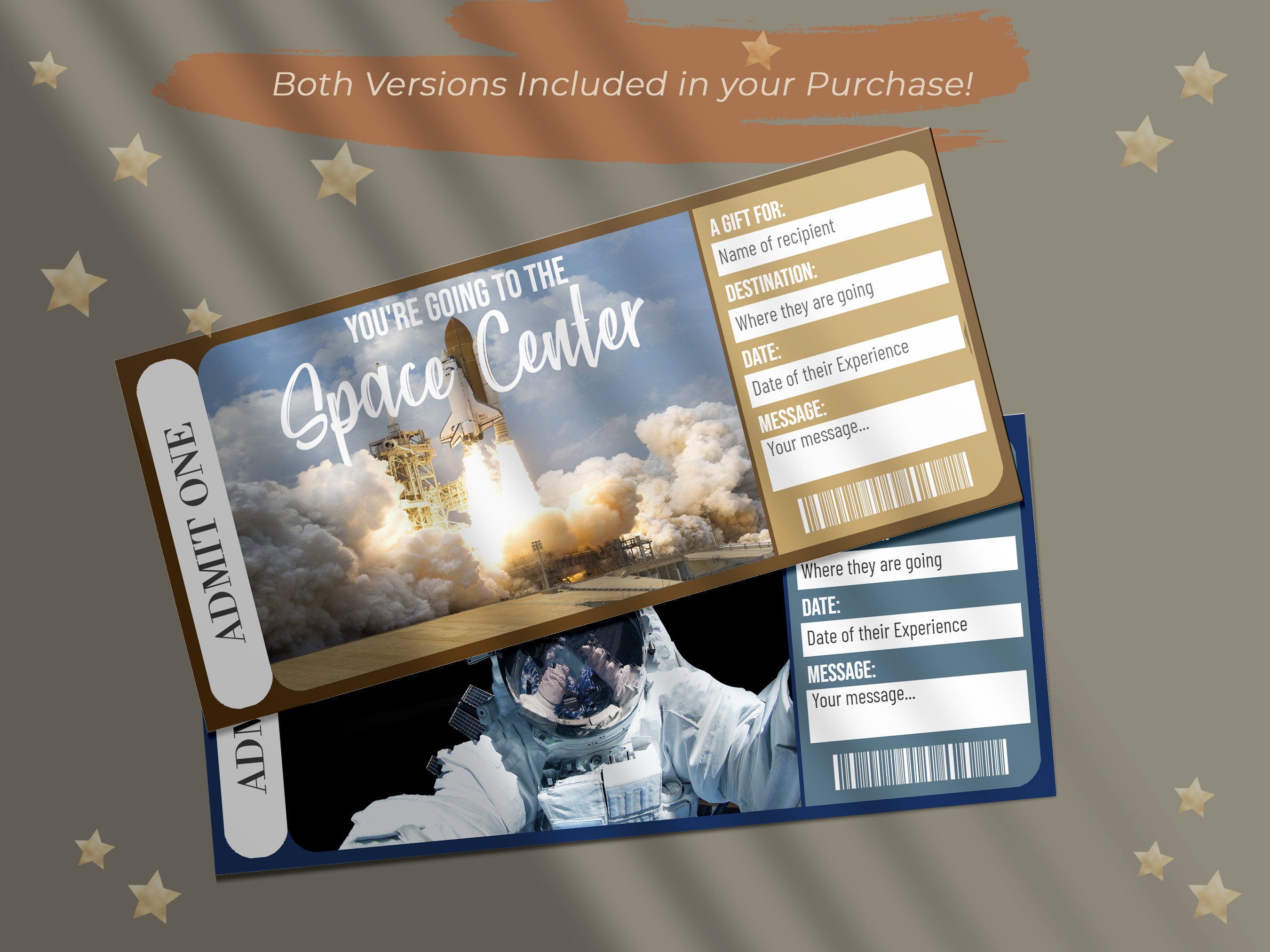 Printable SPACE MUSEUM or Space Center Surprise Reveal Ticket, Gift ...