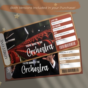 Printable ORCHESTRA Surprise Reveal Ticket, SYMPHONY Gift Voucher ...