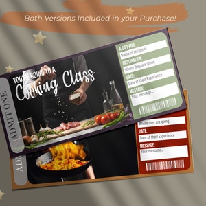 COOKING CLASS Surprise Gift Reveal Ticket, Customizable (digital ...