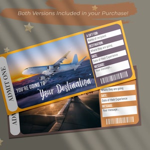Printable AIRLINE FLIGHT Surprise Reveal Ticket, Gift Voucher, Editable ...