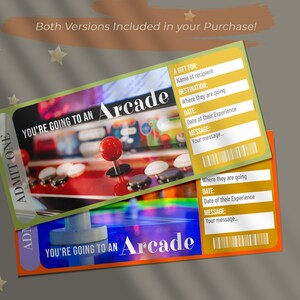 Printable KIDS ARCADE Surprise Reveal Ticket, Gift Voucher, Editable ...