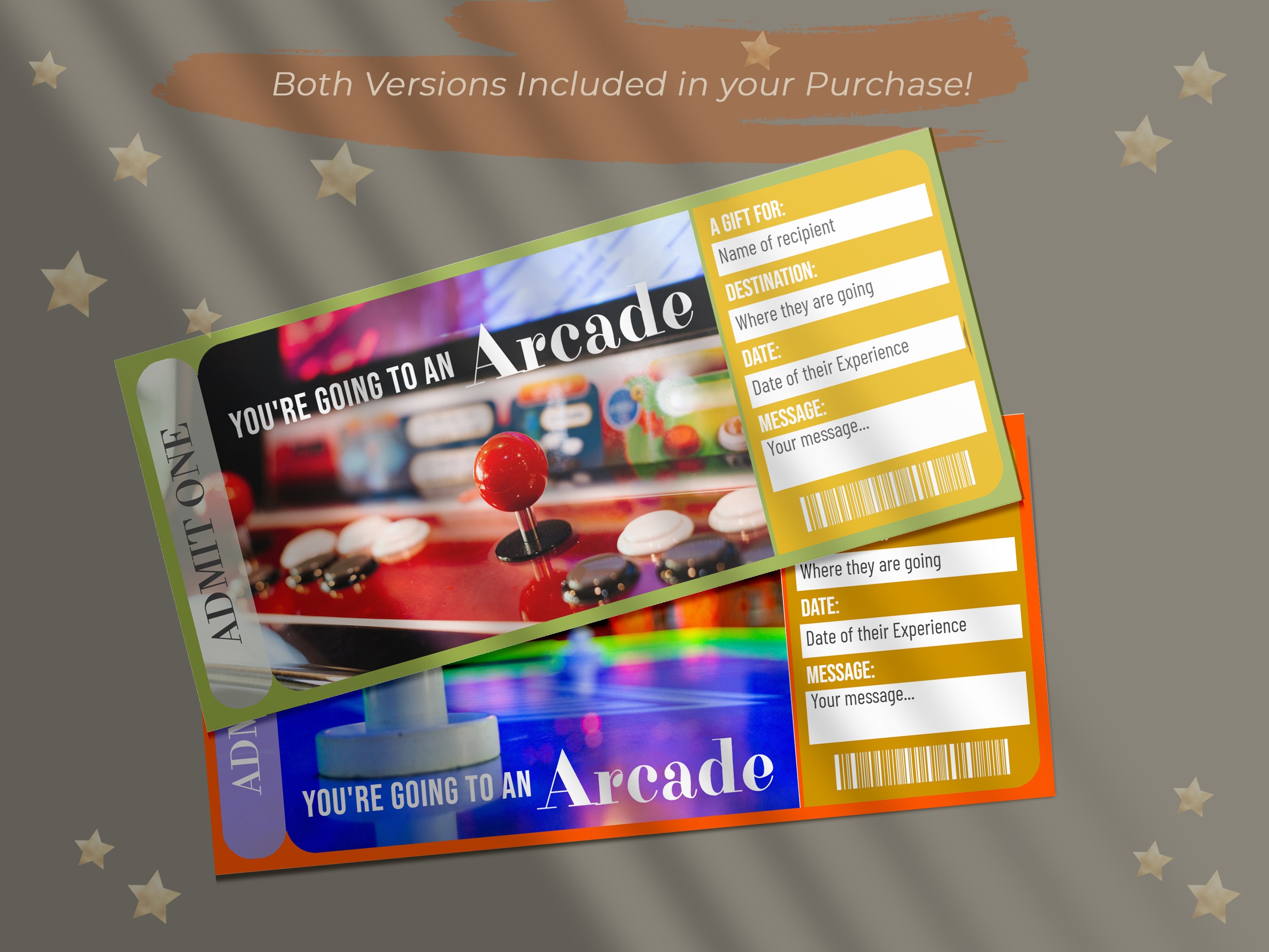 Printable KIDS ARCADE Surprise Reveal Ticket, Gift Voucher, Editable ...