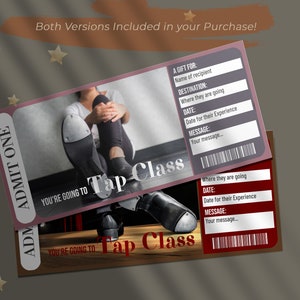 Printable TAP CLASS Surprise Reveal Ticket, Gift Voucher, Editable ...