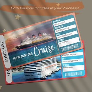 Printable CRUISE Surprise Reveal Ticket, Gift Voucher, Editable Event ...
