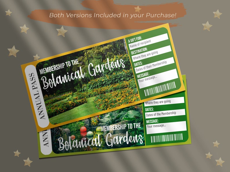 BOTANICAL GARDENS MEMBERSHIP Surprise Gift Reveal Ticket, Customizable ...
