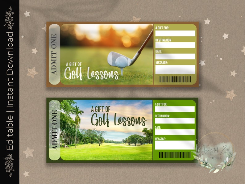 GOLF LESSONS Surprise Gift Reveal Ticket, Customizable (digital ...
