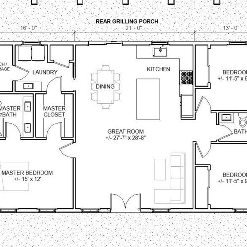Spacious Open Plan House 3 Bed 2 Bath 50'x30' Custom - Etsy