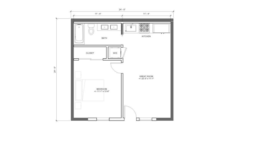 Modern Garage ADU 1 Bed 1 Bath (24'x24') 576 SF - Affordable Custom ...