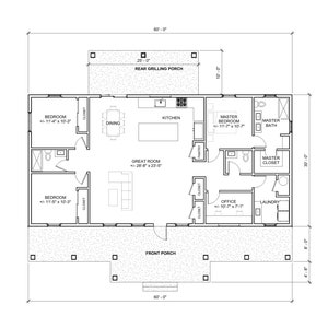 Homestead 3 Bed 2.5 Bath (60'x30') 1800 SF Custom House Plans and ...