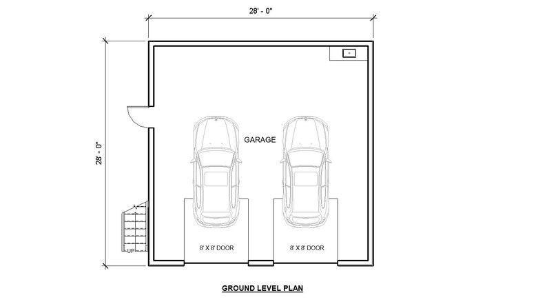 Two Car ADU Garage Loft 28'x28' Architectural Plans - Blueprint Digital ...