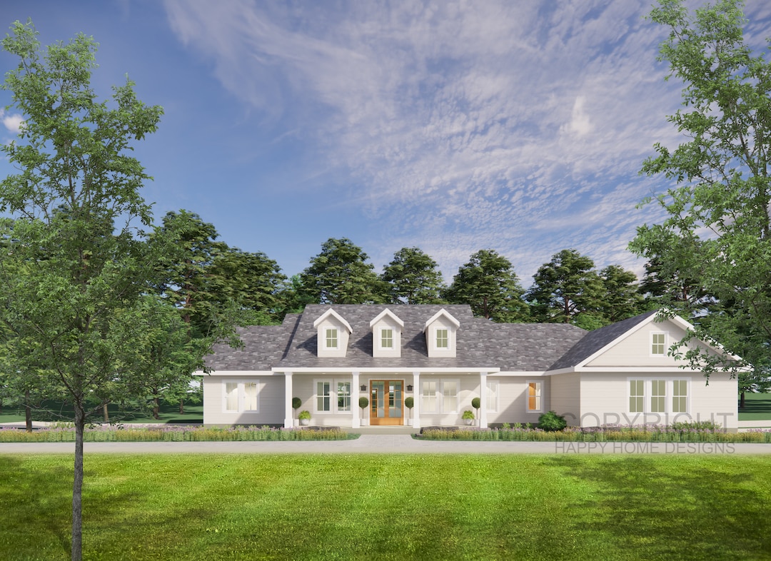 Modern Craftsman Farmhouse Triple Dormer 3 Bed 2.5 Bath (65'x91') With ...