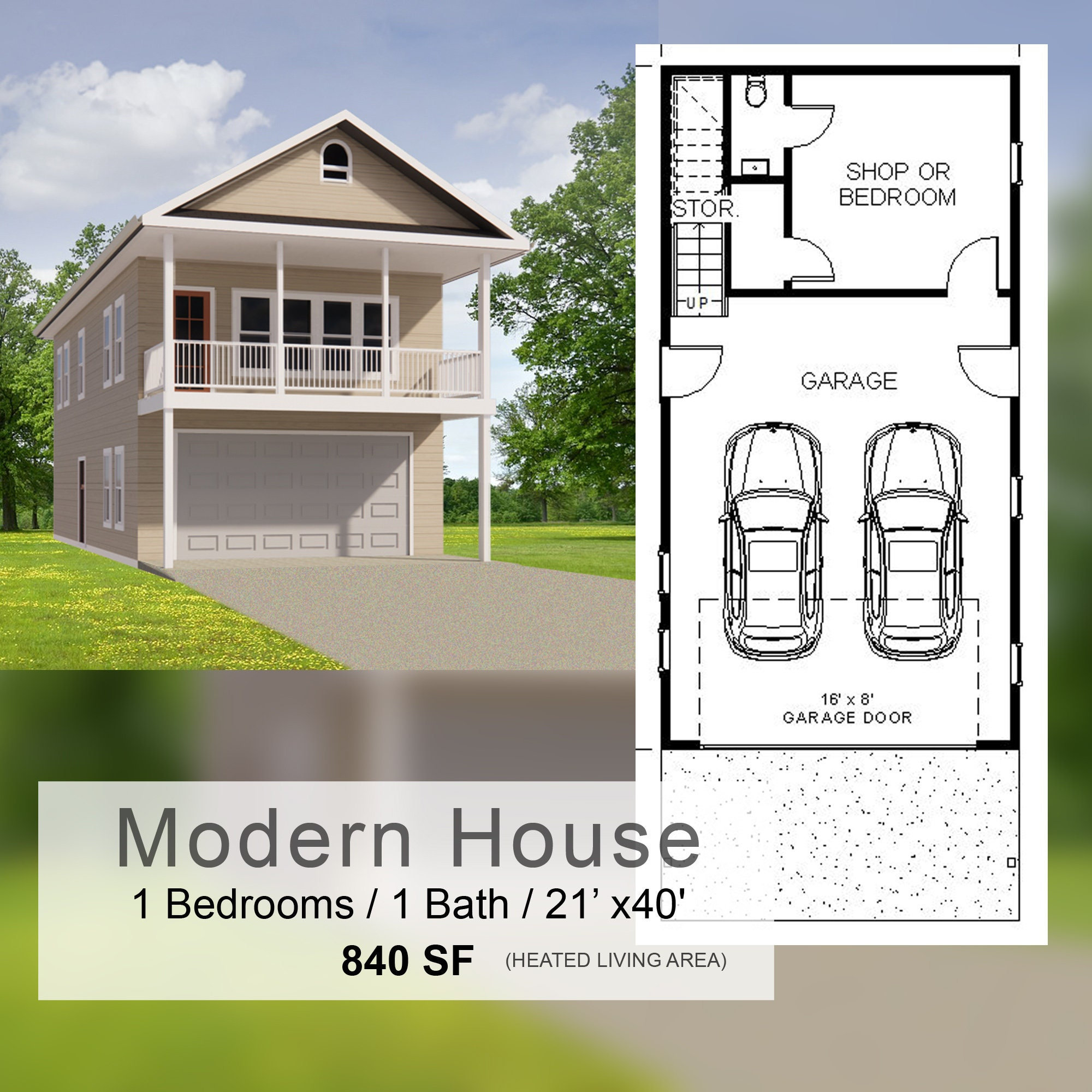 Narrow Cypress I Two Level (21x40') Custom House Plans and Blueprints ...