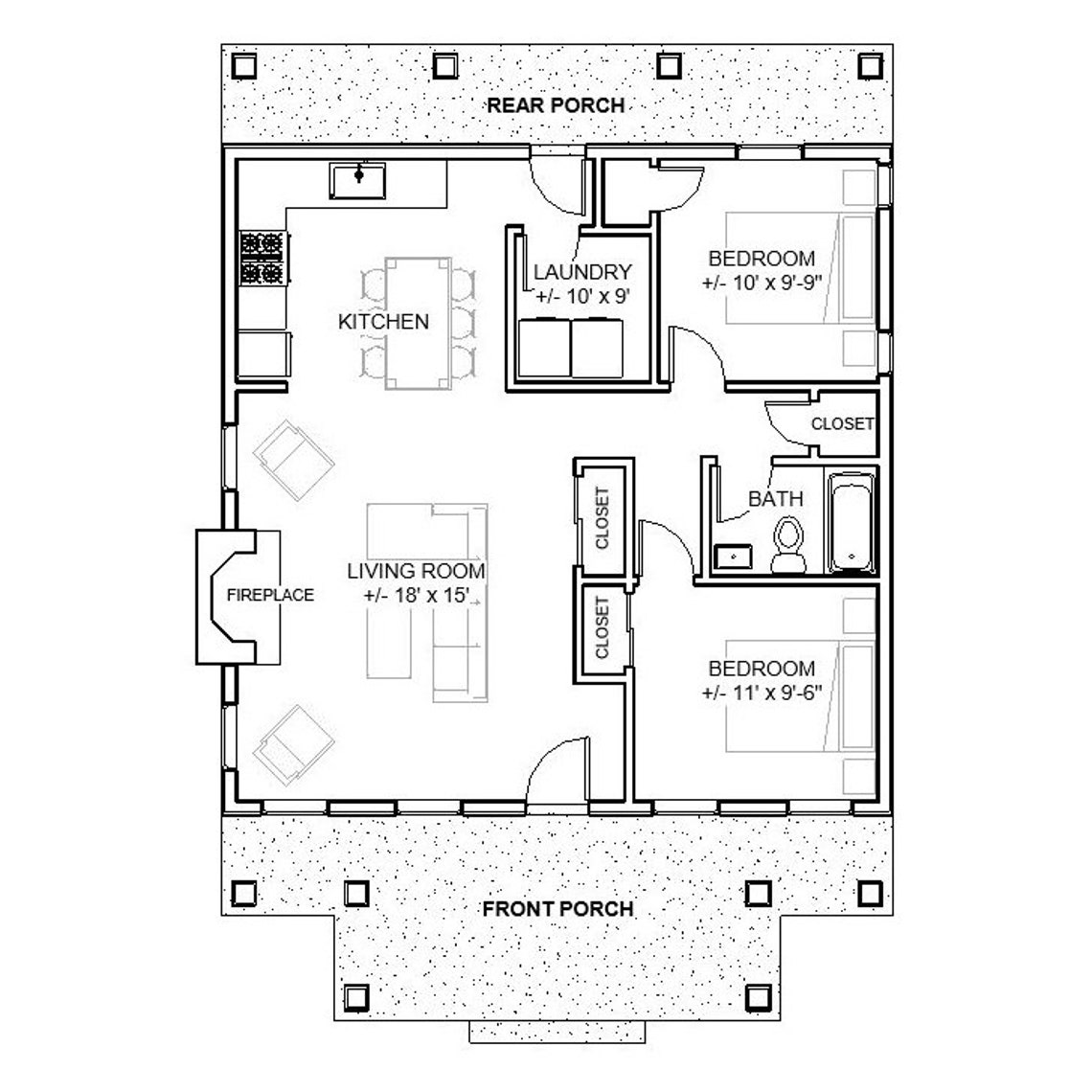 The Cottage 2 Bed 1 Bath (30'x30') Custom House Plans and Blueprints - Etsy