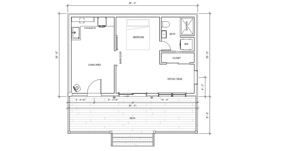 Deluxe 18' X 28' Cabin / Guest / Tiny House Plans, Affordable ...
