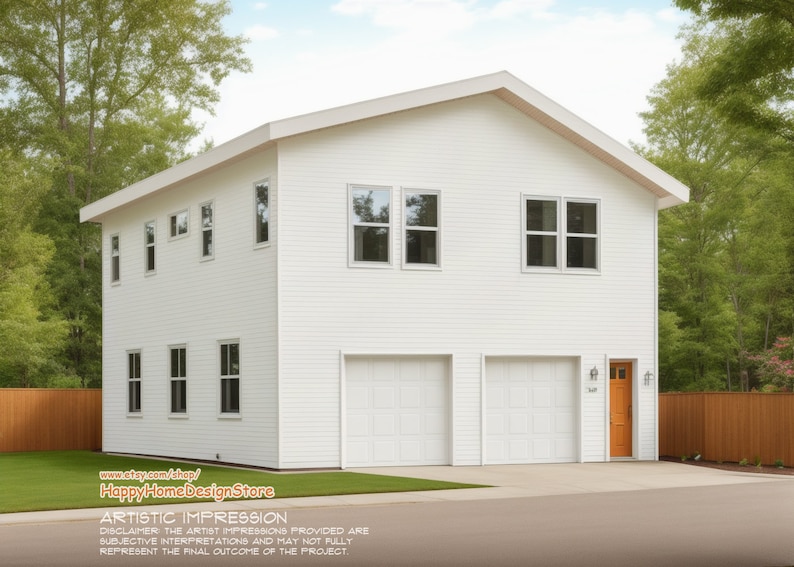 Two Car ADU Garage Apartment 30' X 30' - Architectural Plan With ...