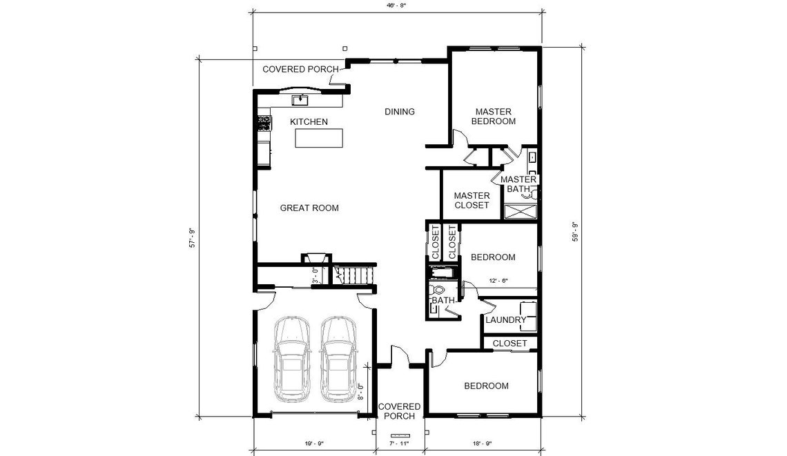 Traditional Meets Contemporary 3 Bed 2 Bath (46'x60') Transitional ...