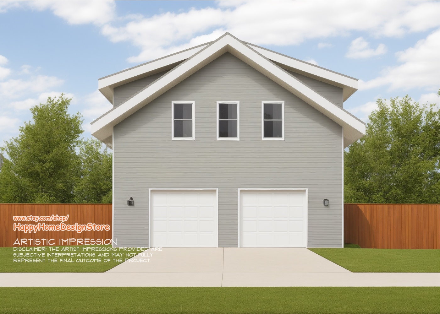 Two Car ADU Garage Apartment 28' X 32' - Architectural Plan With ...