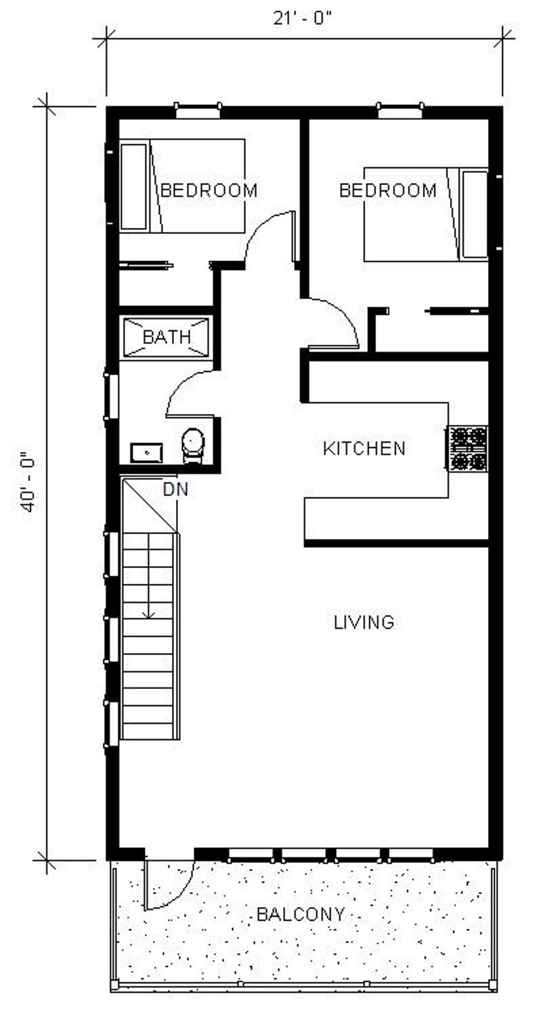 Tall Cypress I Two Level (21x40') Custom House Plans and Blueprints - Etsy