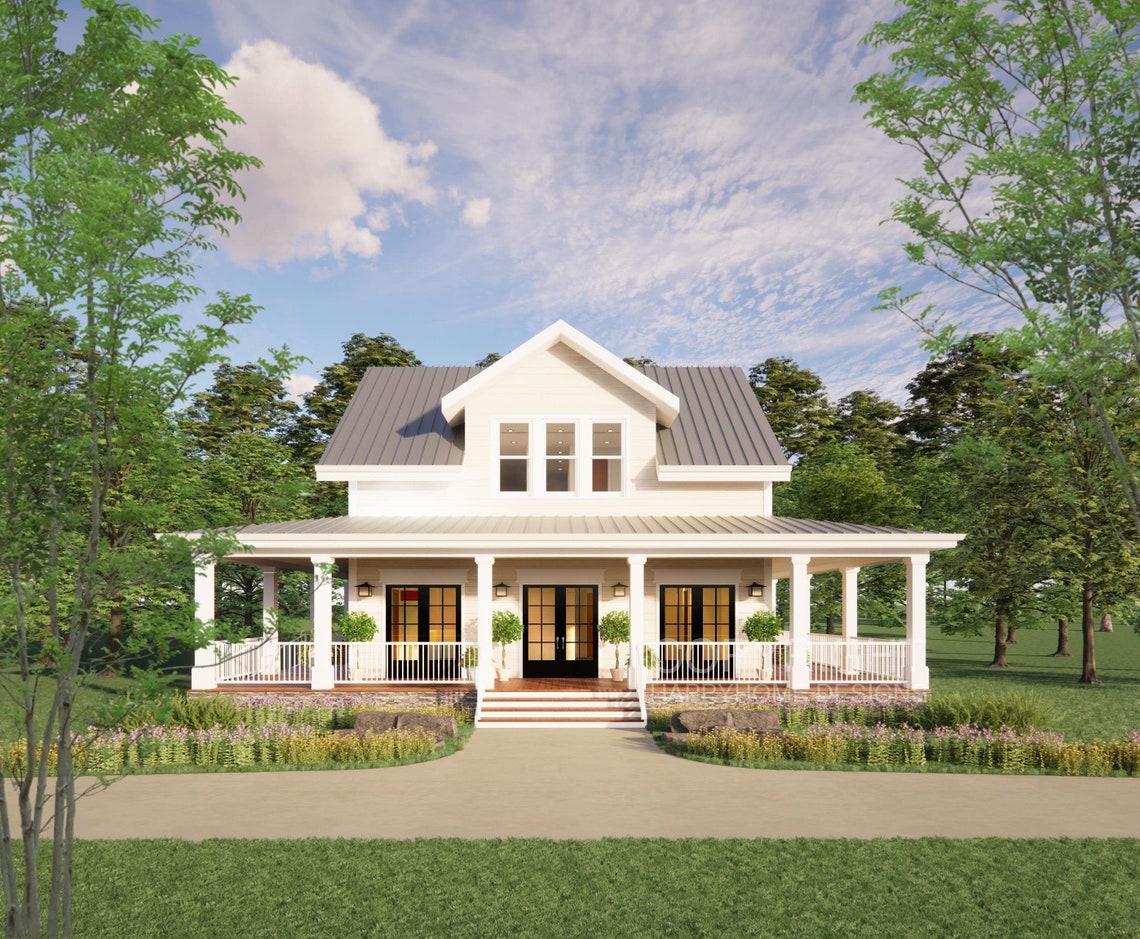 The Cottage Farmhouse Plan 3 Bed 3.5 Bath (51'x48') Custom House Plans ...