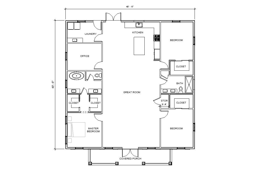 The Parkway House Design - 2,300 Square Feet Construction Plan 3 Bed 2 ...