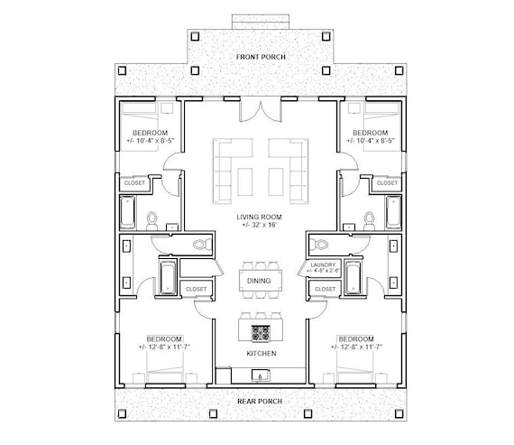 Great Room House Plans 40x40