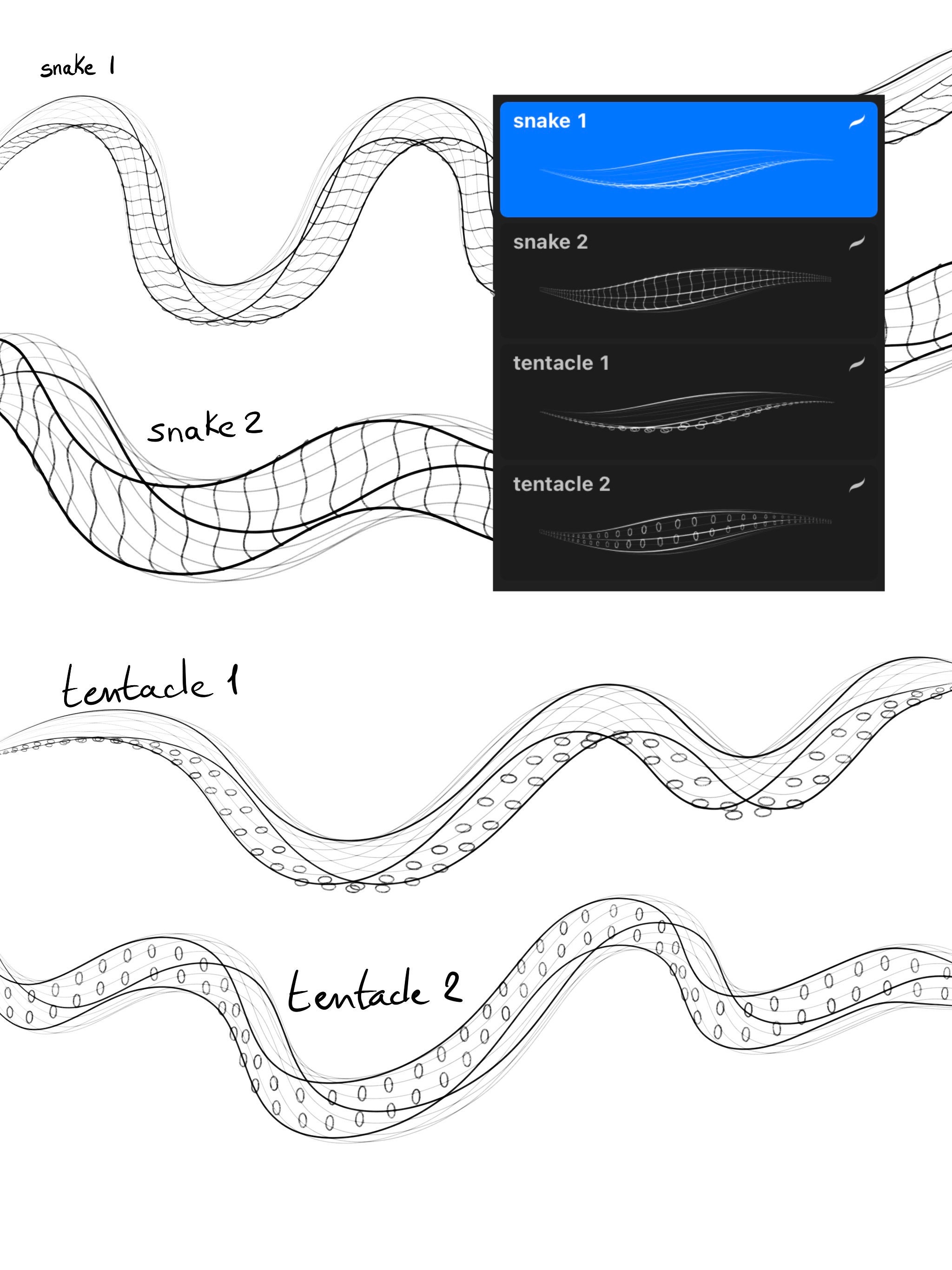 Snakes and Tentacles Procreate Brush Set - Etsy UK