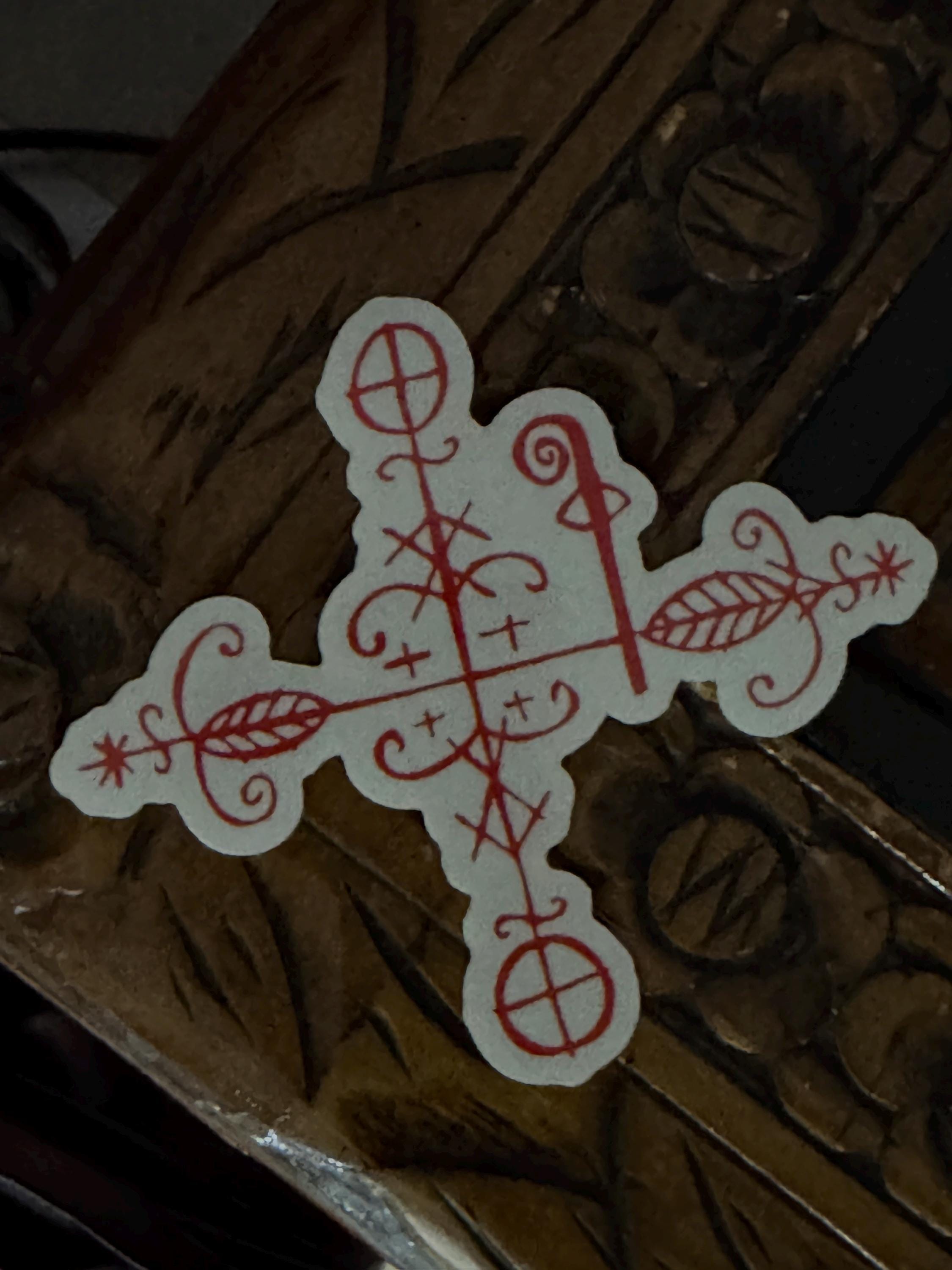 Papa Legba Veve Sticker – Clear Die Cut Red Voodoo Crossroads Symbol ...