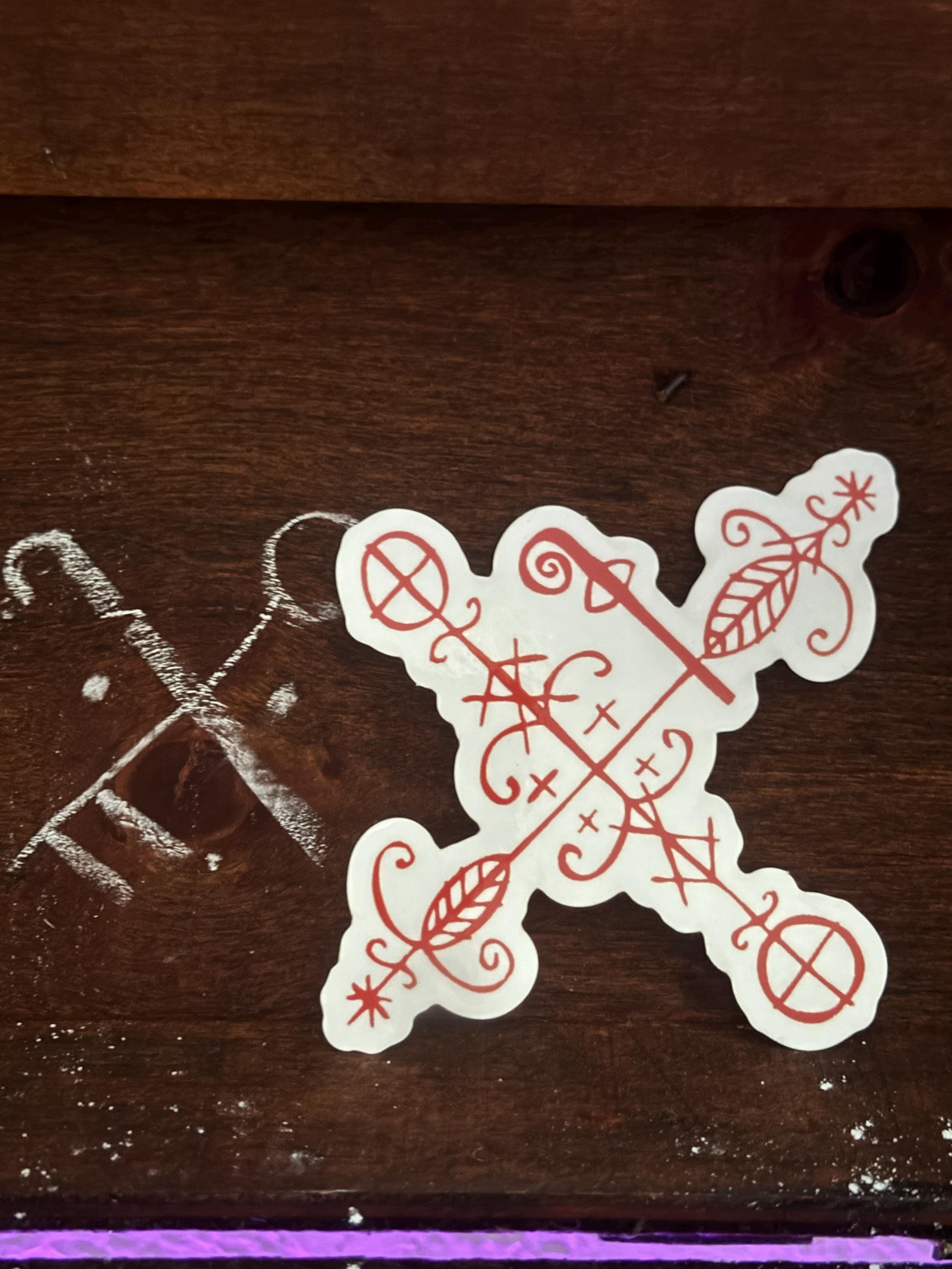 Papa Legba Veve Sticker – Clear Die Cut Red Voodoo Crossroads Symbol ...