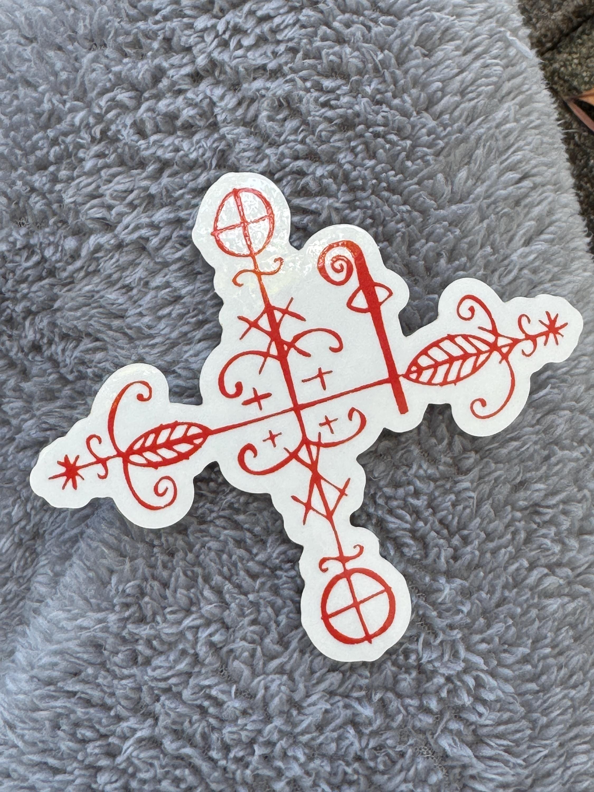 Papa Legba Veve Sticker – Clear Die Cut Red Voodoo Crossroads Symbol ...