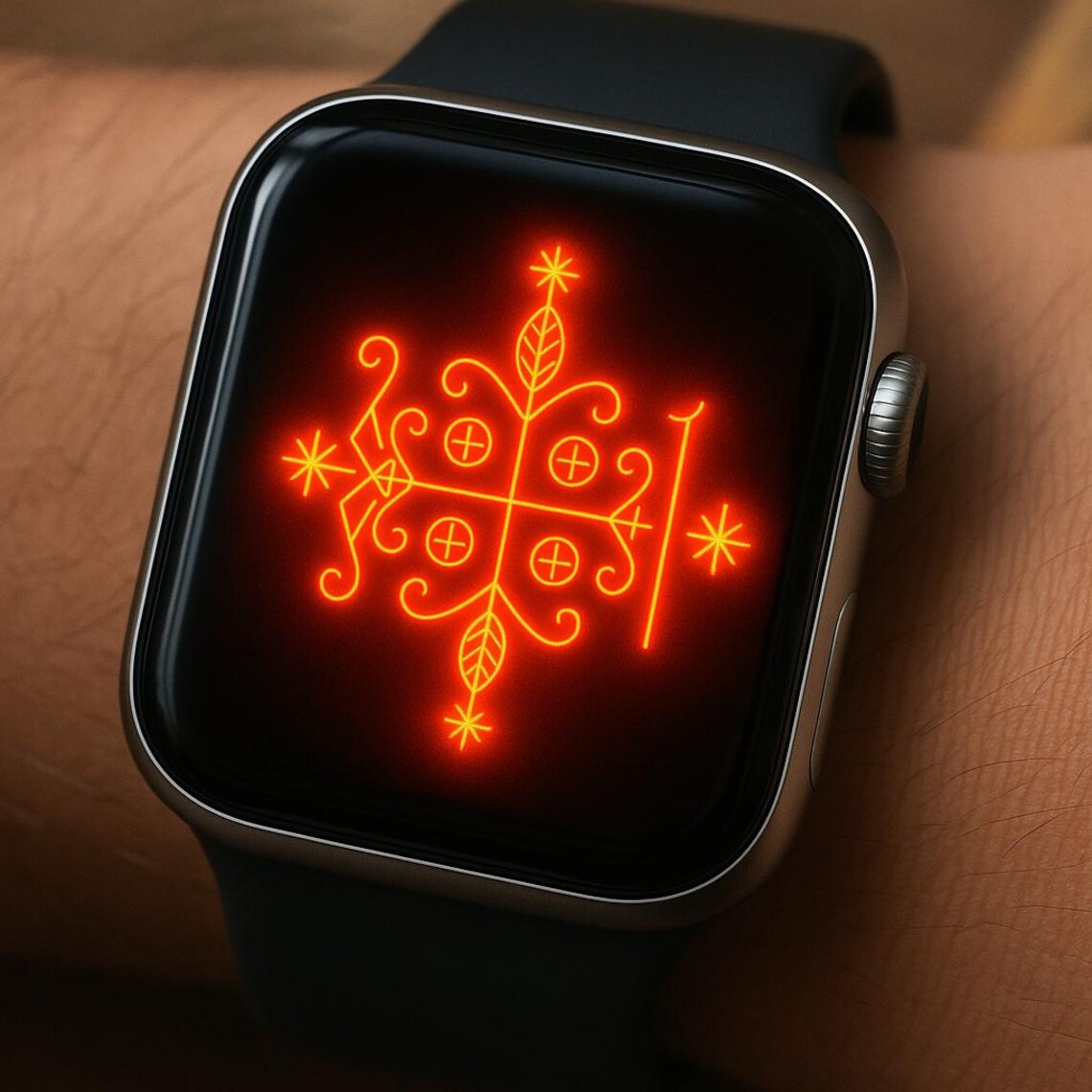 Papa Legba Glowing Veve Print – Vodou Spirit Symbol Art, Illuminated ...