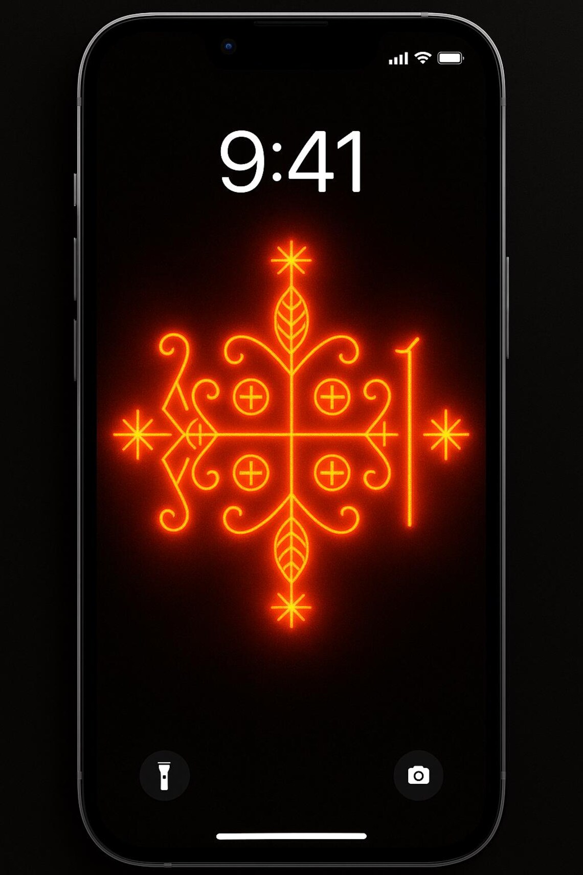 Papa Legba Glowing Veve Print – Vodou Spirit Symbol Art, Illuminated ...
