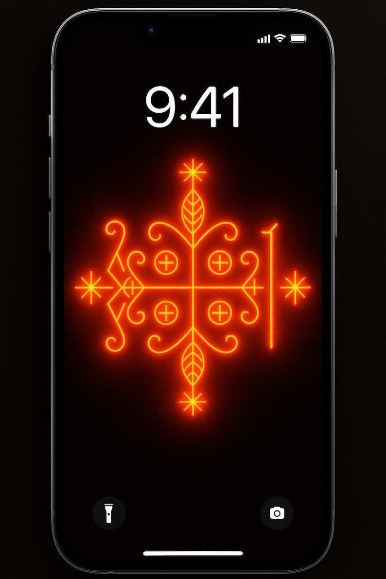 Papa Legba Glowing Veve Print – Vodou Spirit Symbol Art, Illuminated ...