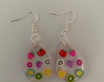Resin fruit earrings store
