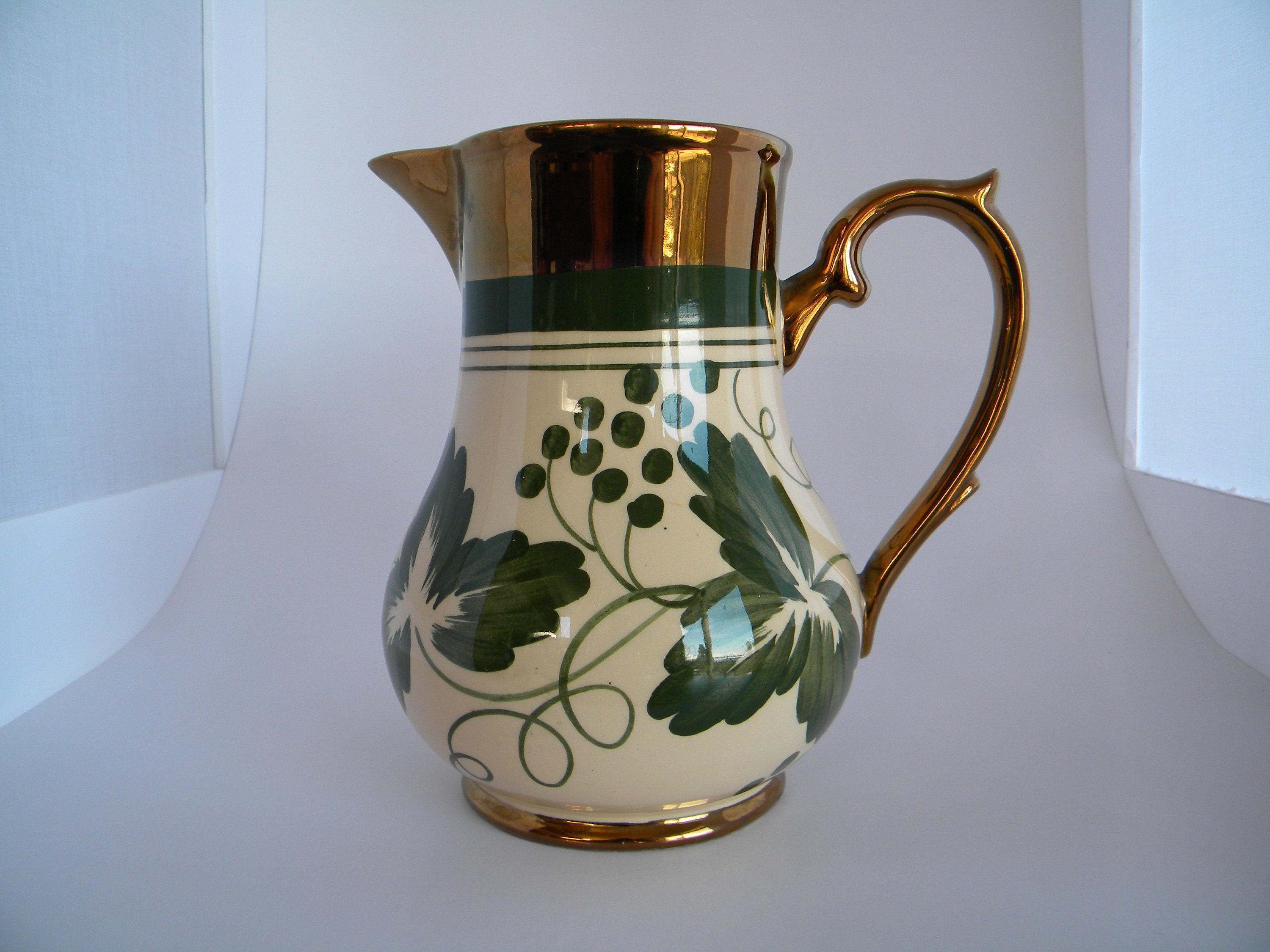 Vintage Wade Harvest Ware Luster Pottery Small Milk Jug Green Grapes ...