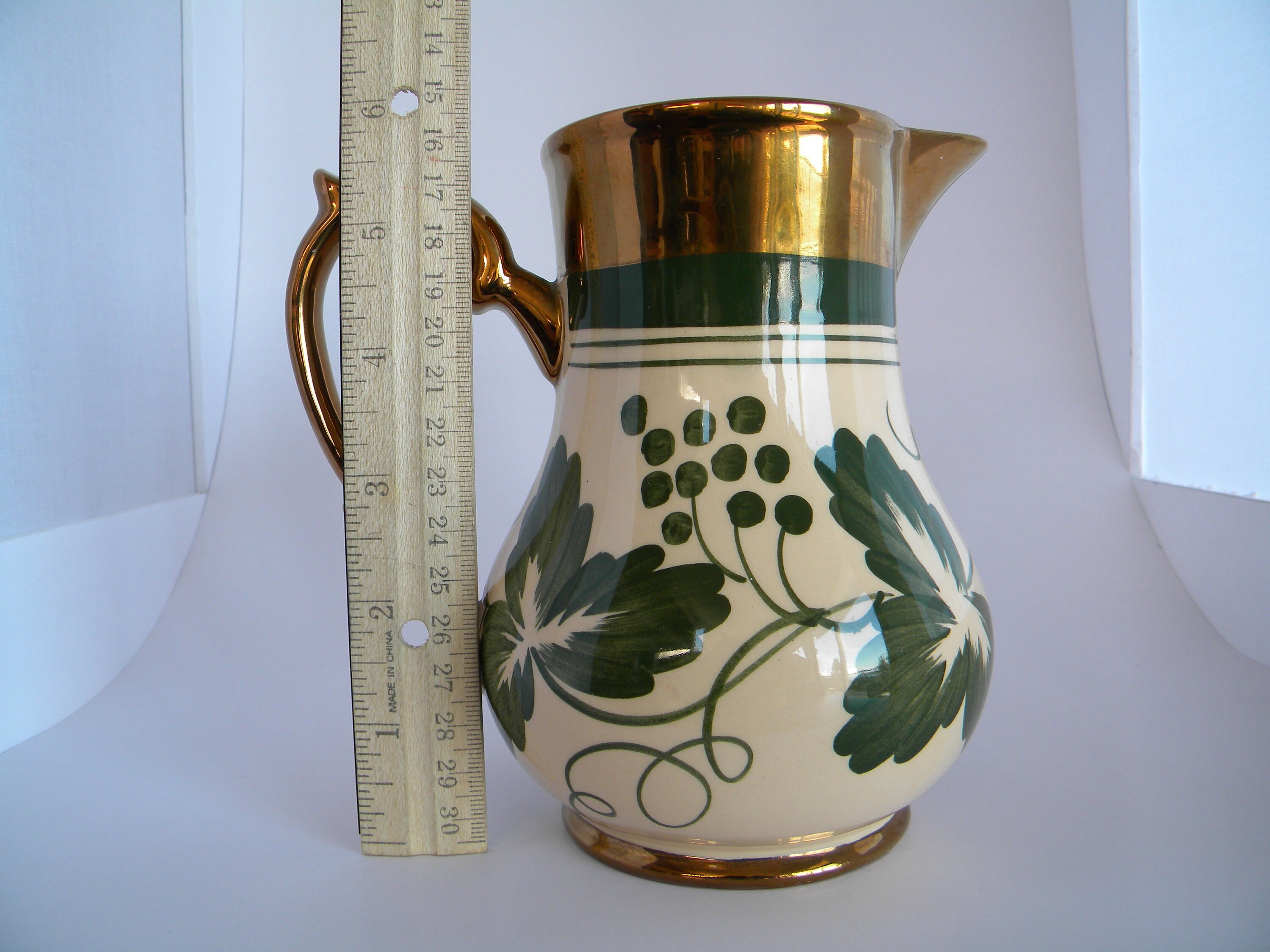 Vintage Wade Harvest Ware Luster Pottery Small Milk Jug Green Grapes ...