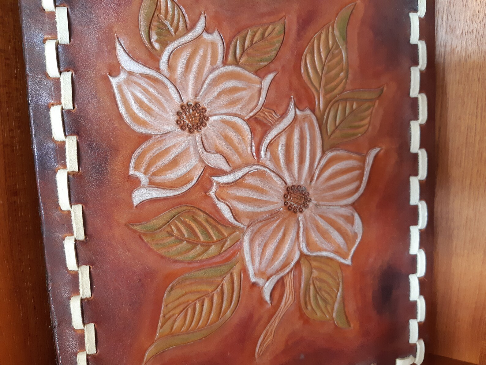 Tooled Leather Wall Art Dogwood Flowers Floral Design Leatherwork - Etsy