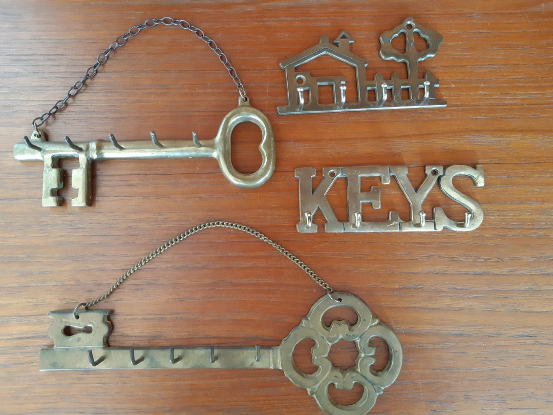 Brass Key Holders Key Hook Vintage Wall Hung Decor Key Shaped House ...