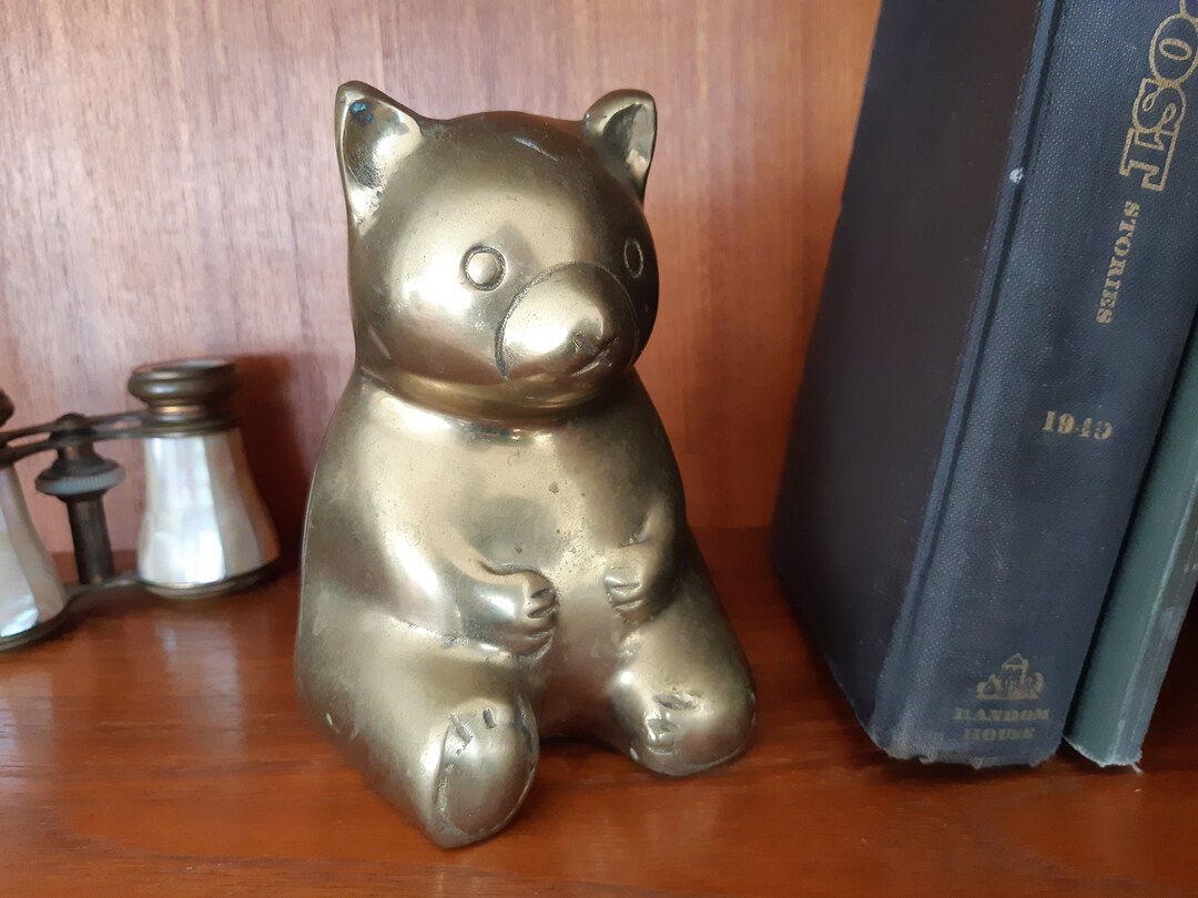 Brass Bear Coin Bank Teddy Bear Vintage - Etsy
