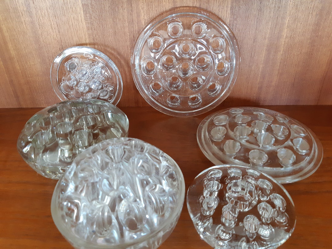 Vintage Glass Flower Frogs Collectible Clear Glass Small Large - Etsy