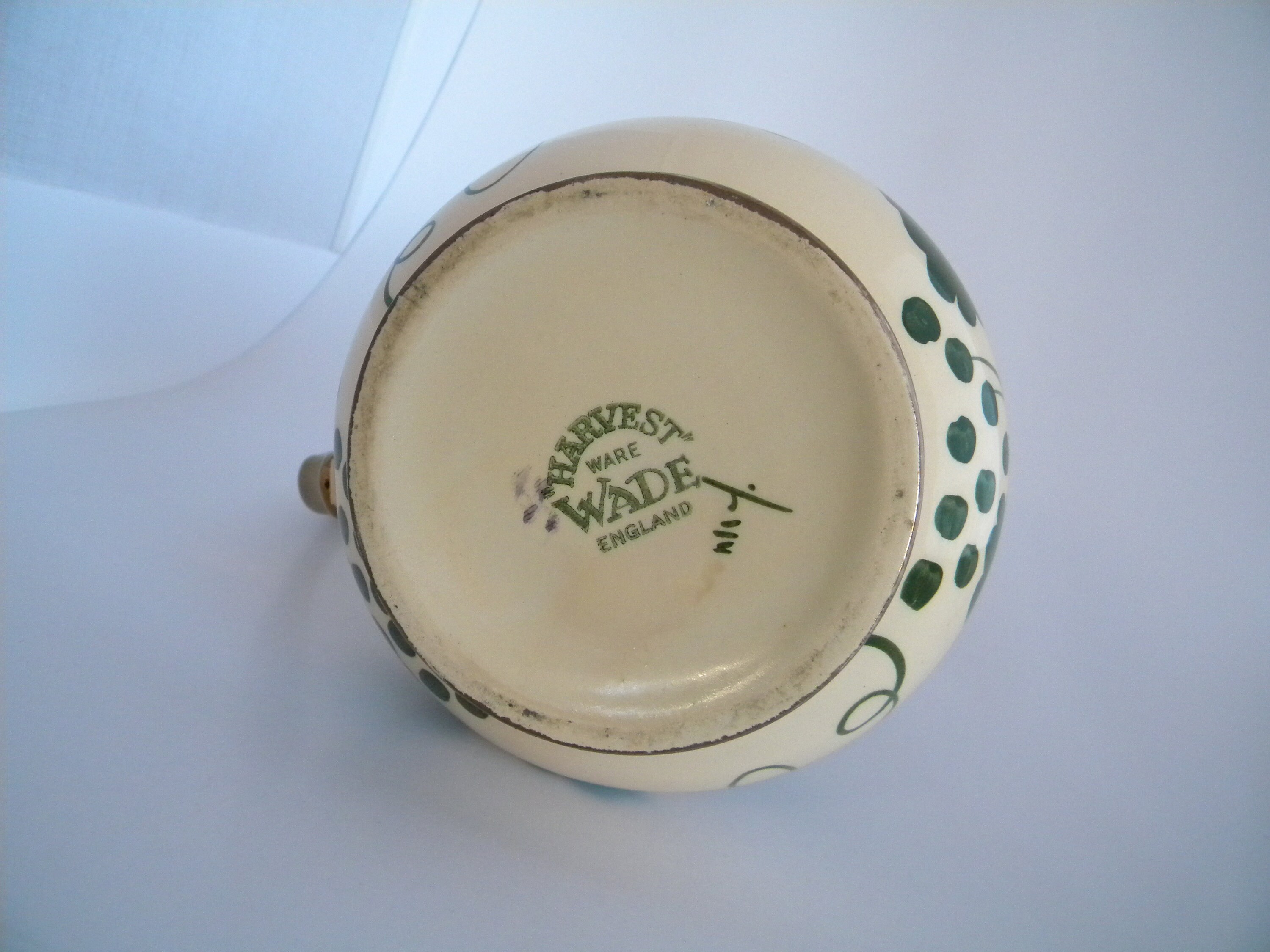 Vintage Wade Harvest Ware Luster Pottery Small Milk Jug Green Grapes ...