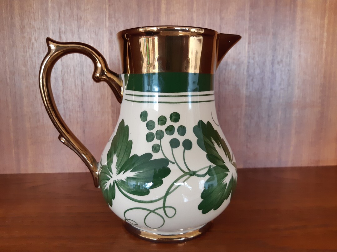 Vintage Wade Harvest Ware Luster Pottery Small Milk Jug Green Grapes ...