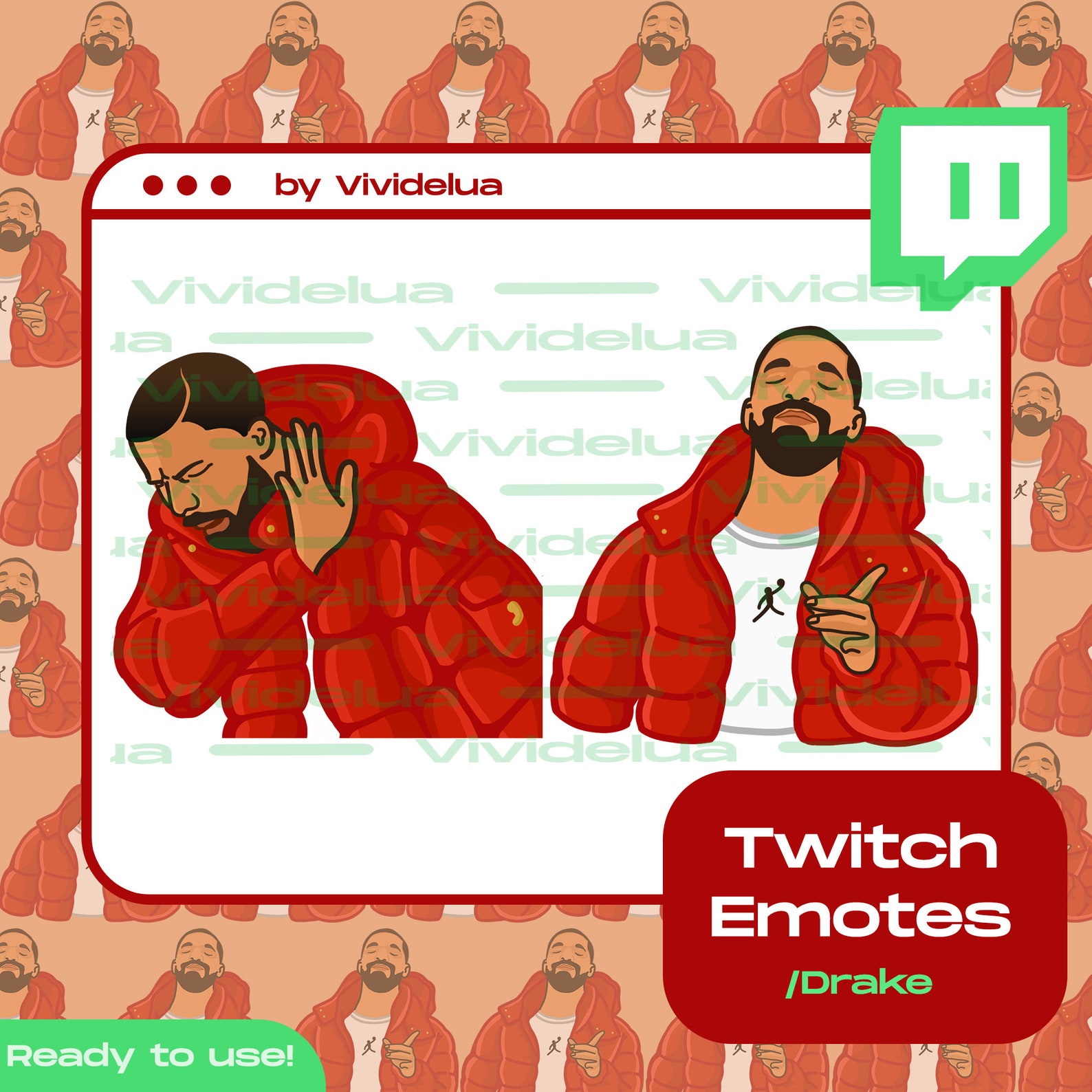 Twitch Emote - Drake Meme - Drake Emote - Drake Yeah Emote - Drake No ...
