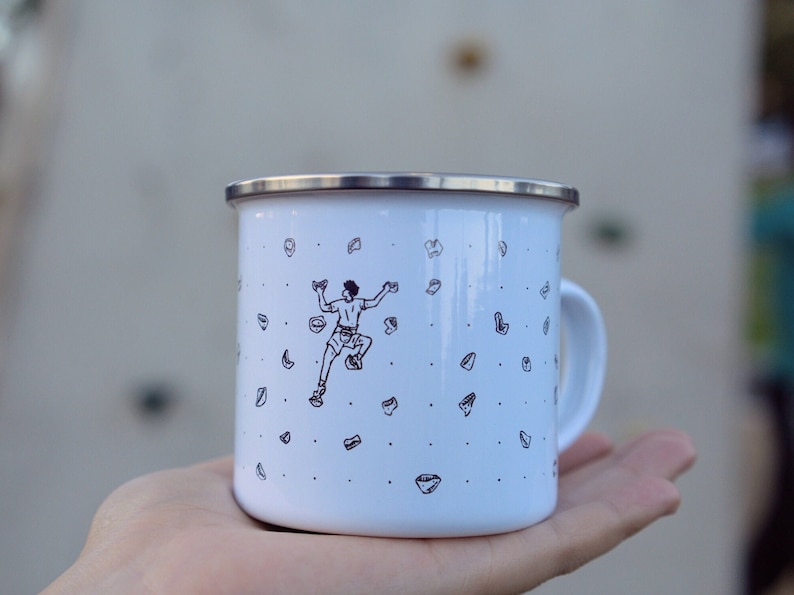 Personalised Male Bouldering Mug Enamel Camp Mug Custom Bouldering Mug ...