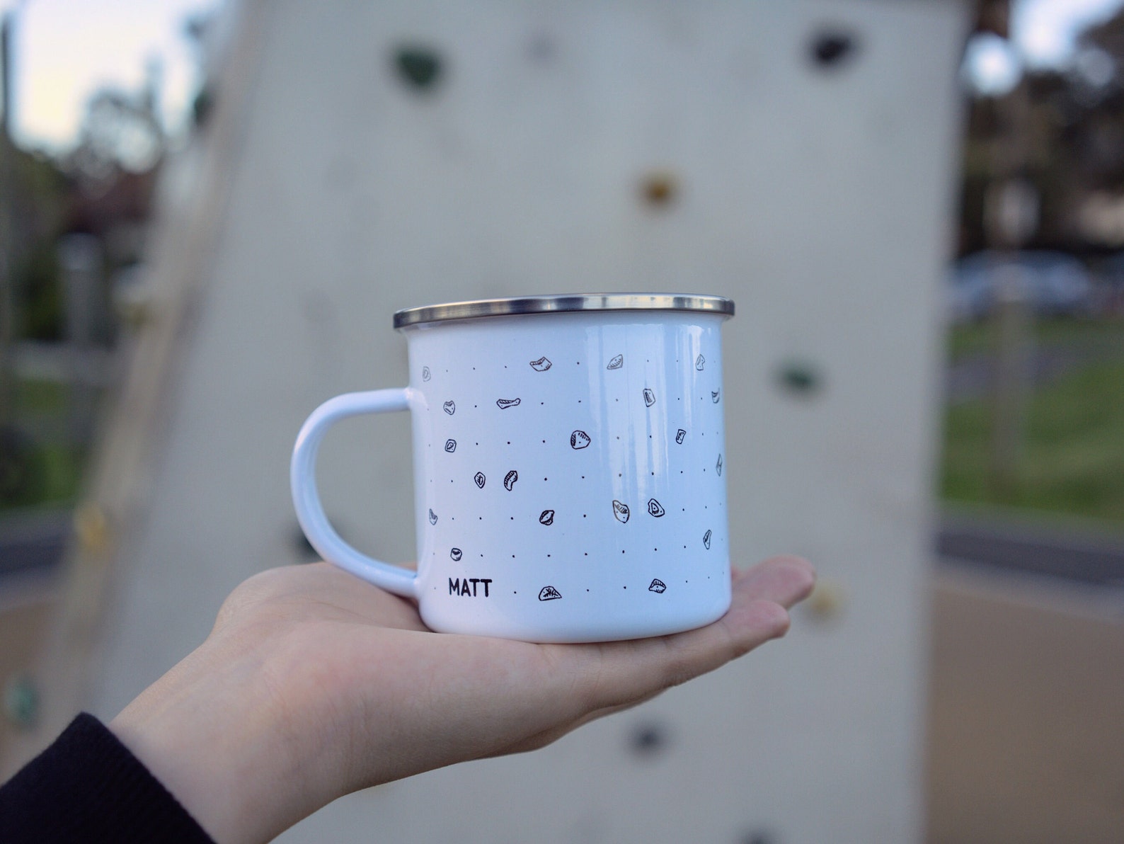 Personalised Male Bouldering Mug Enamel Camp Mug Custom Bouldering Mug ...