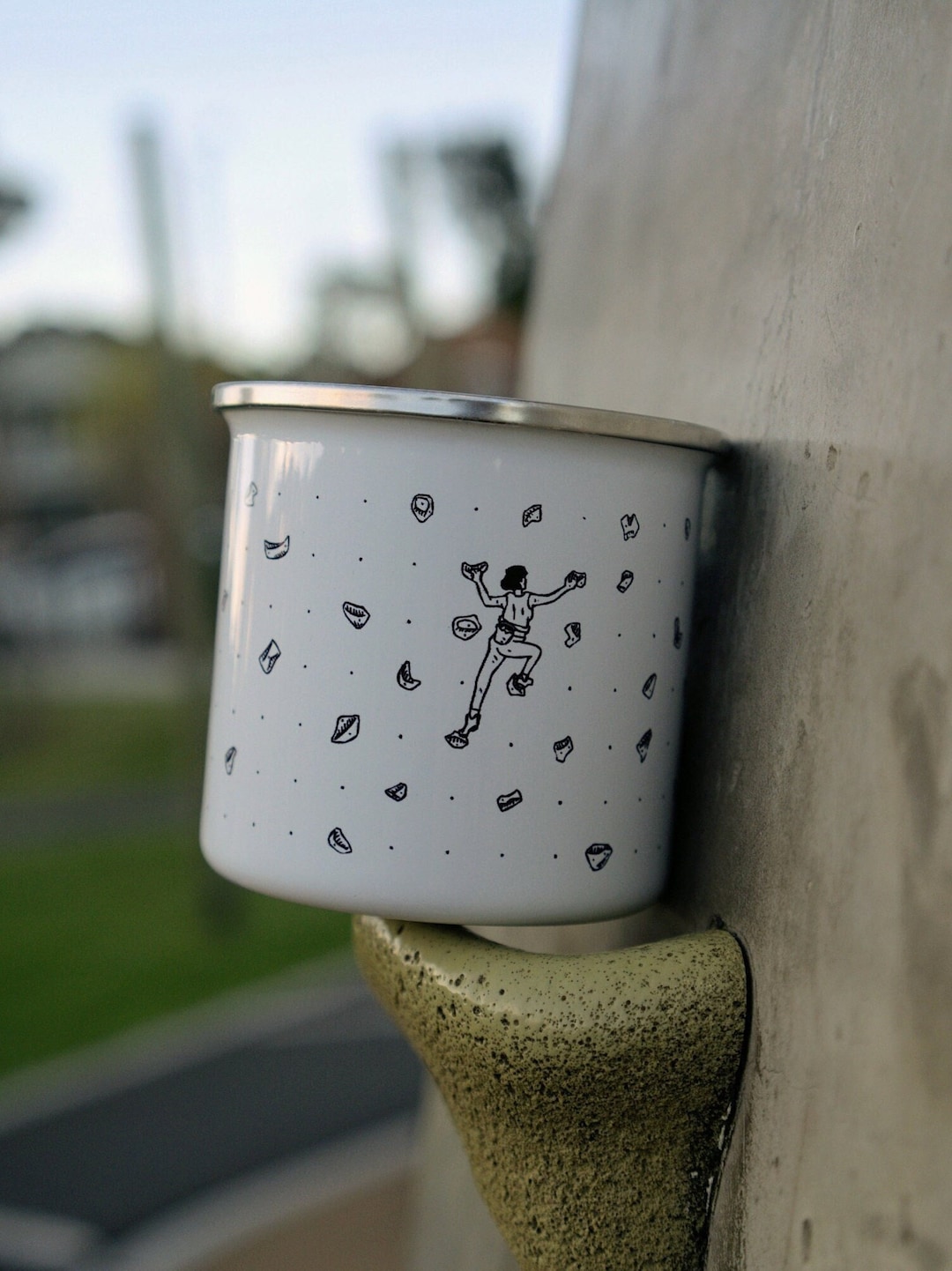 Personalised Female Bouldering Mug Enamel Camp Mug Custom Bouldering ...